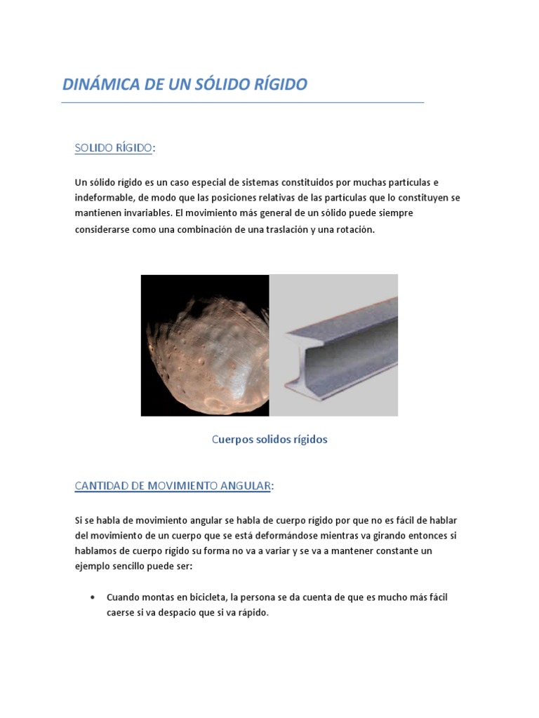 Dinámica de Un Sólido Rígido | PDF | Movimiento (física) | Rotación