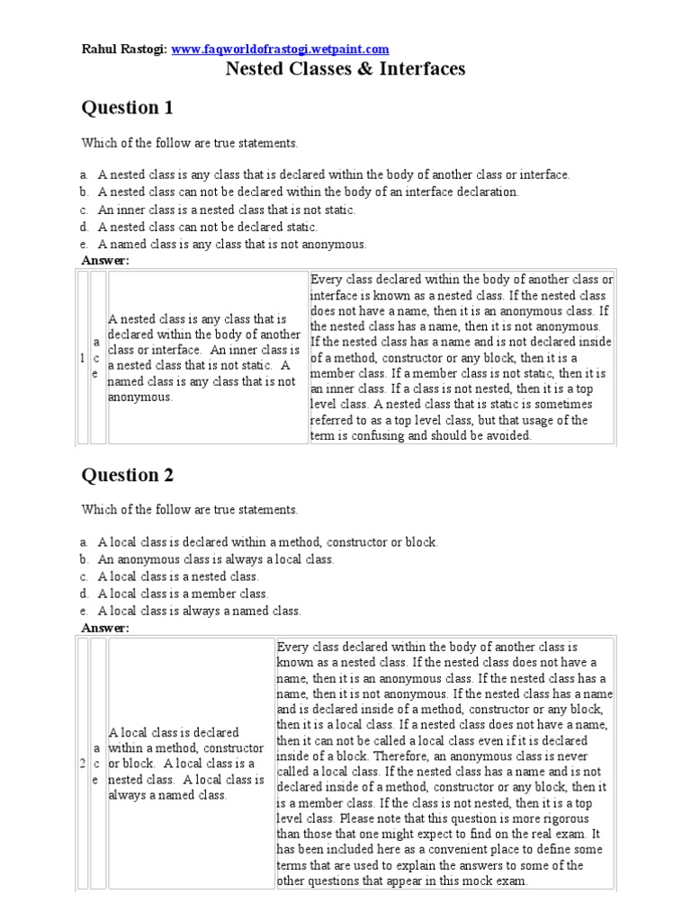 Nested Classes and Interfaces | Download Free PDF | Class (Computer ...