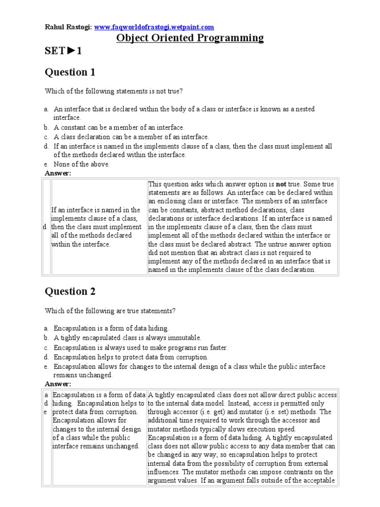Object Oriented Programming 1 Pdf Class Computer Programming Method Computer Programming