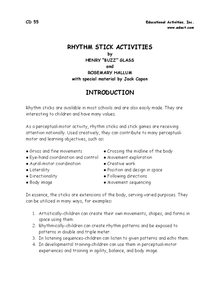 Rhythm Sticks | PDF | Rhythm | Hand