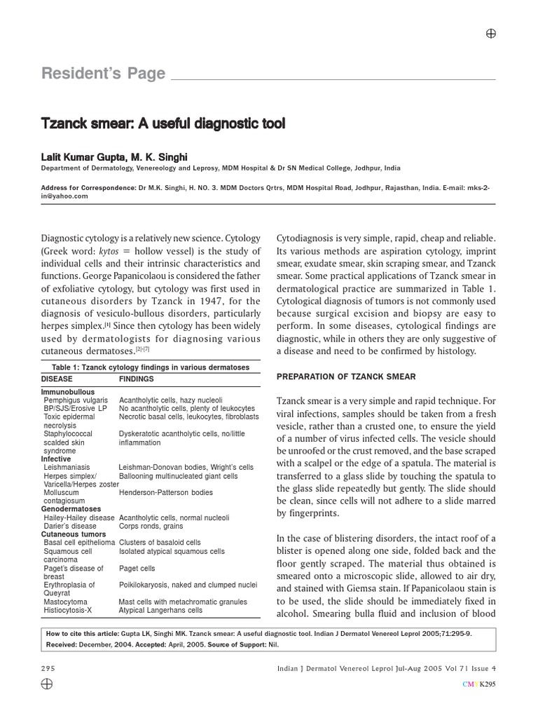 Tzanck Smear | Fixation (Histology) | Staining | Free 30-day Trial | Scribd