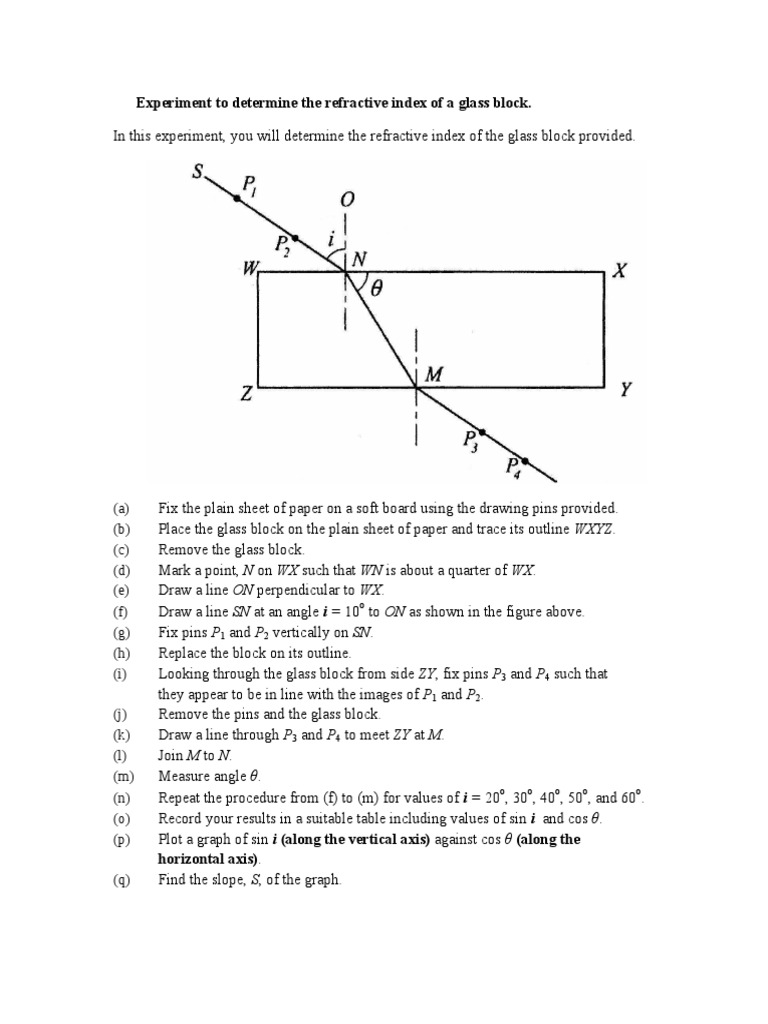 Glass Block Refractive Index Experiment | PDF