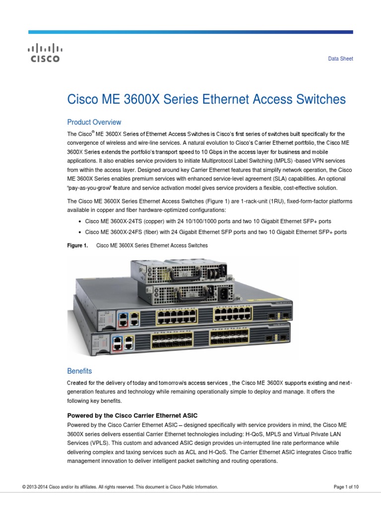 Cisco ME 3600X Series Ethernet Access Switches: Product Overview | PDF | Multiprotocol Label ...