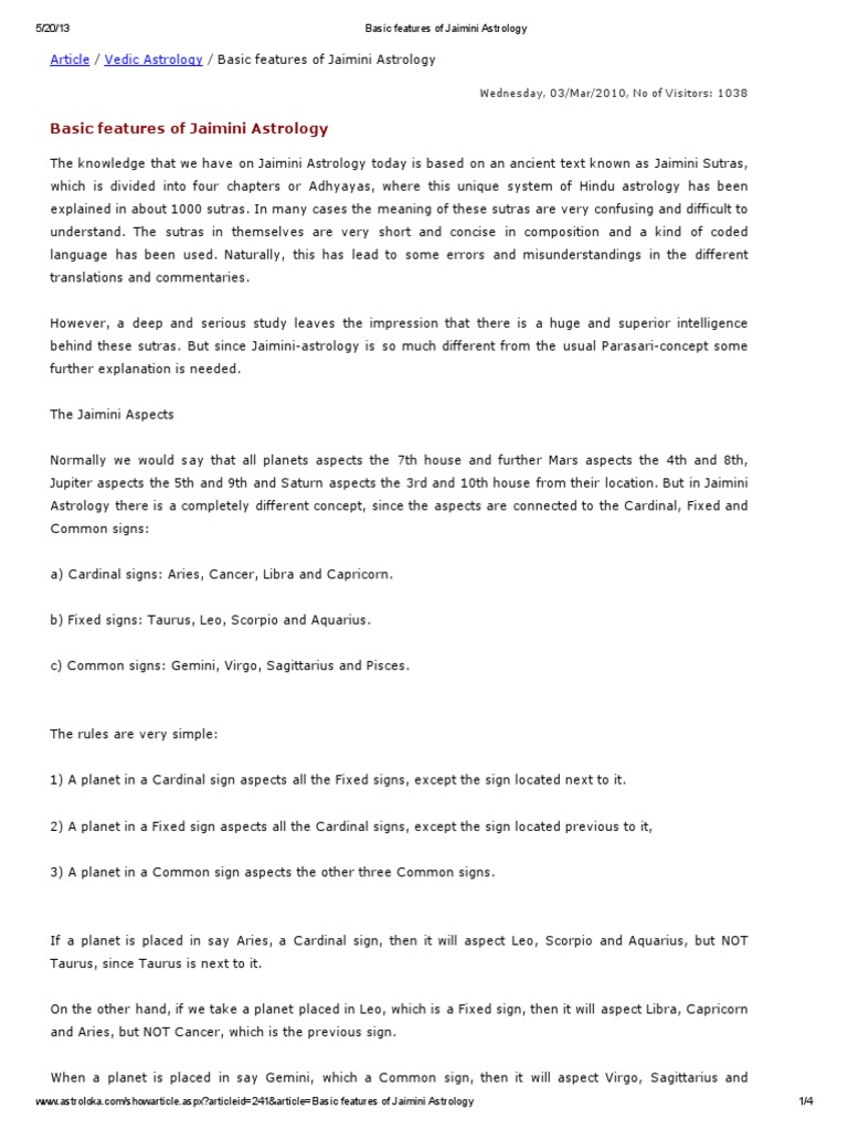 Jaimini Astrology Basics Guide | PDF | Planets In Astrology | Hindu ...