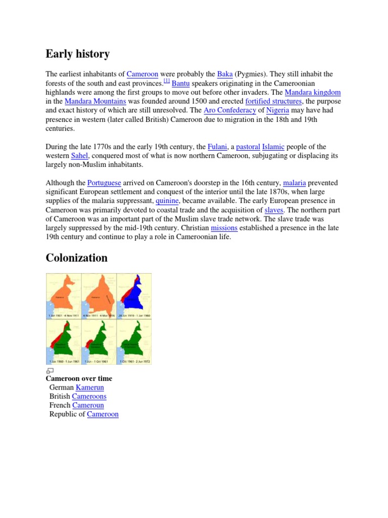 The History of Cameroon: From Early Kingdoms to Independence | PDF ...