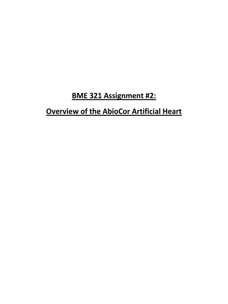 Bme 321 Assignment #2: Overview of The Abiocor Artificial Heart | PDF ...