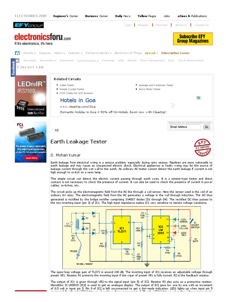 Earth Leakage Tester | Rectifier | Electric Current