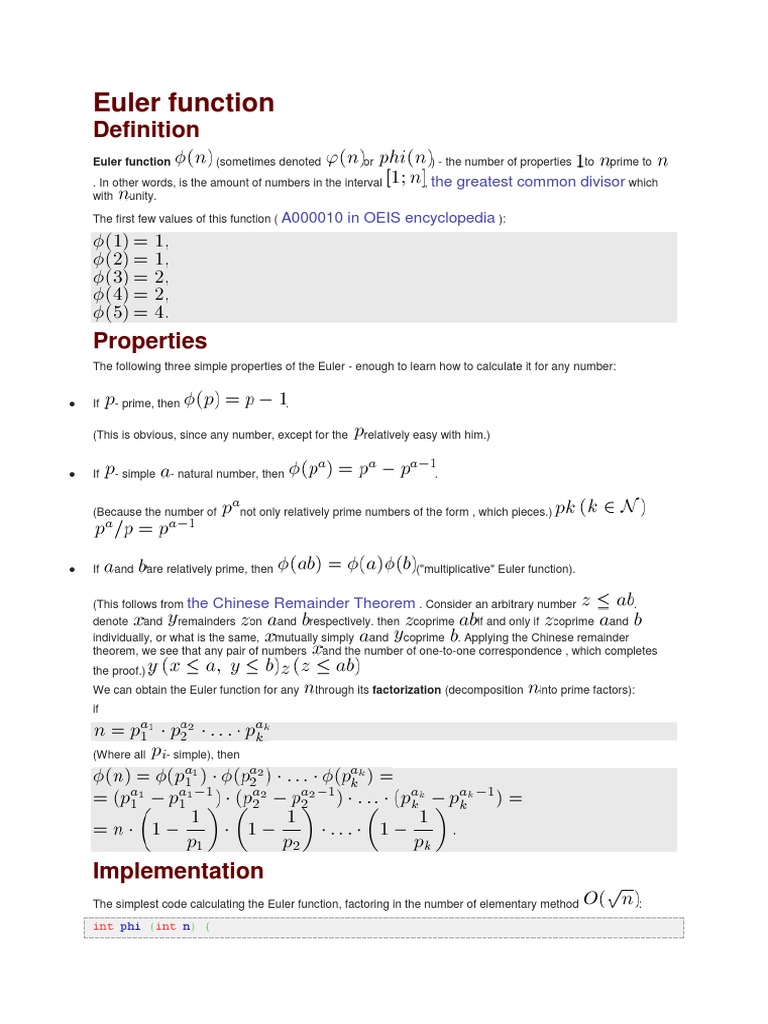 Euler Totient Function | PDF | Leonhard Euler | Teaching Mathematics