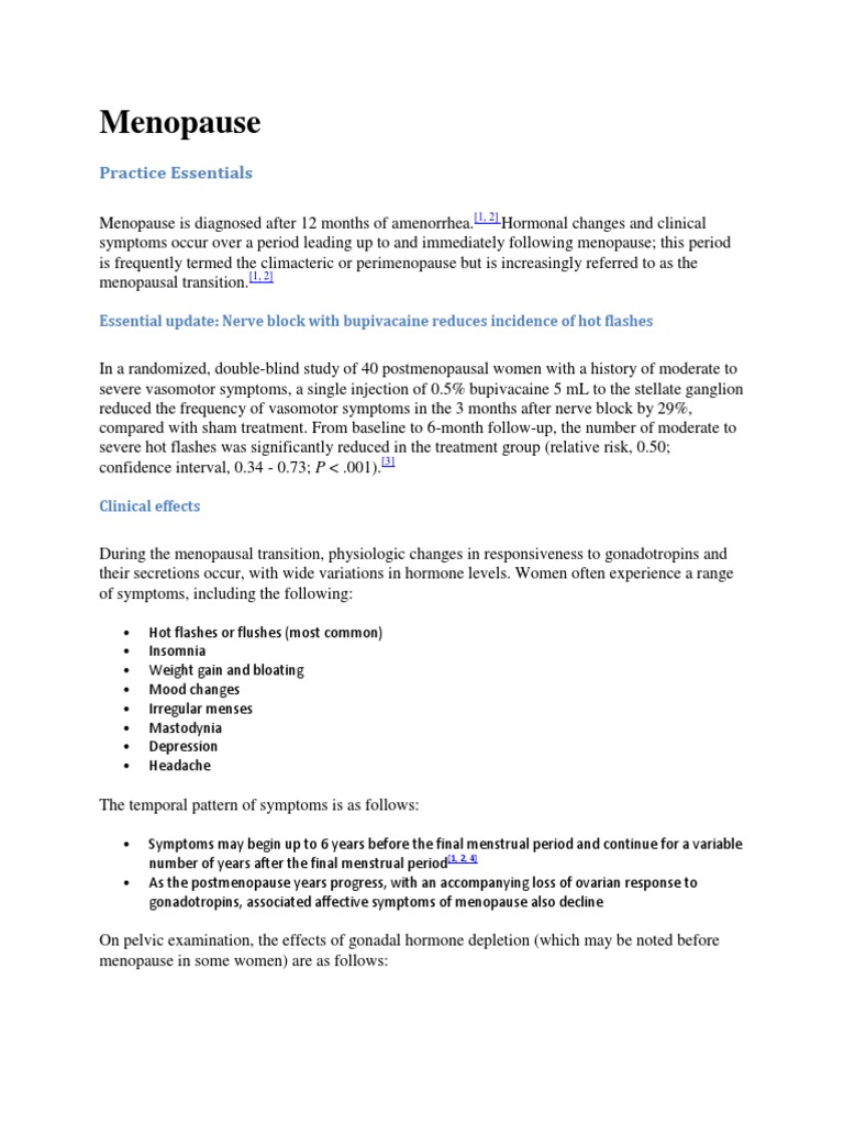 Menopause: Practice Essentials | PDF | Menopause | Osteoporosis