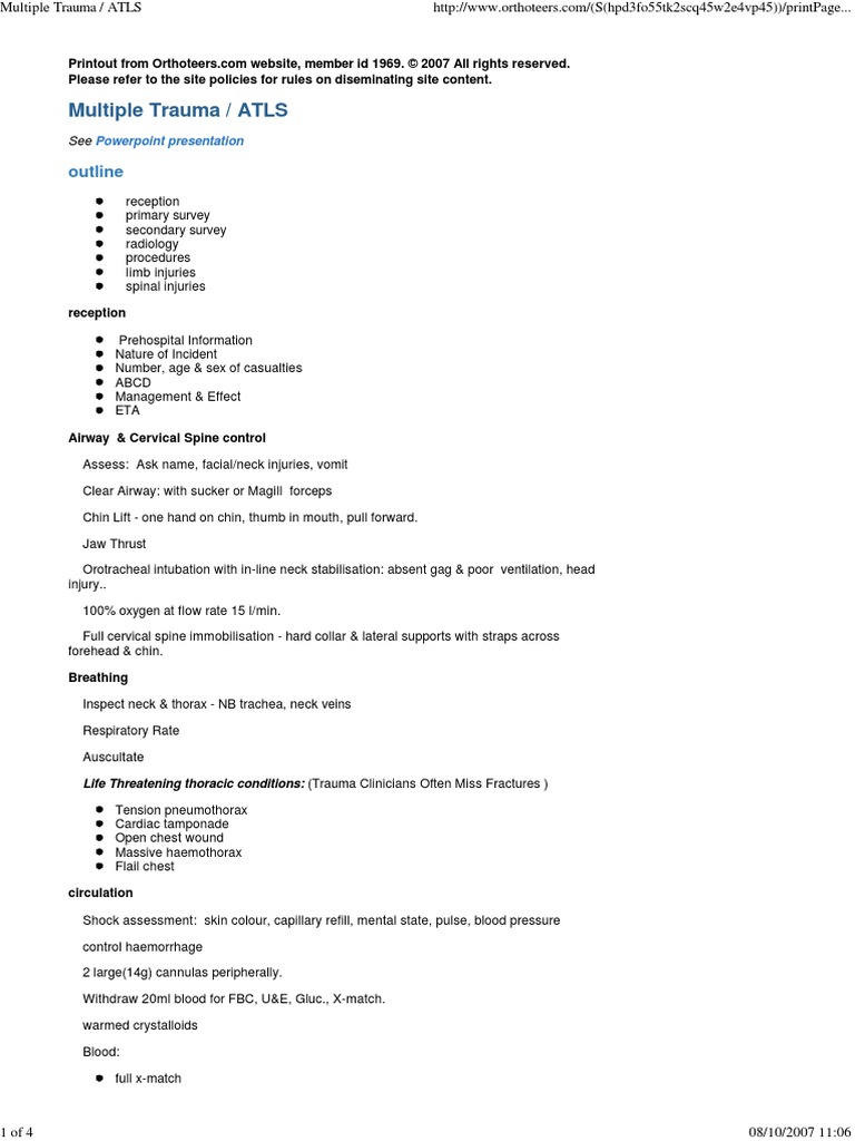 Multiple Trauma ATLS | PDF | Medical Specialties | Clinical Medicine