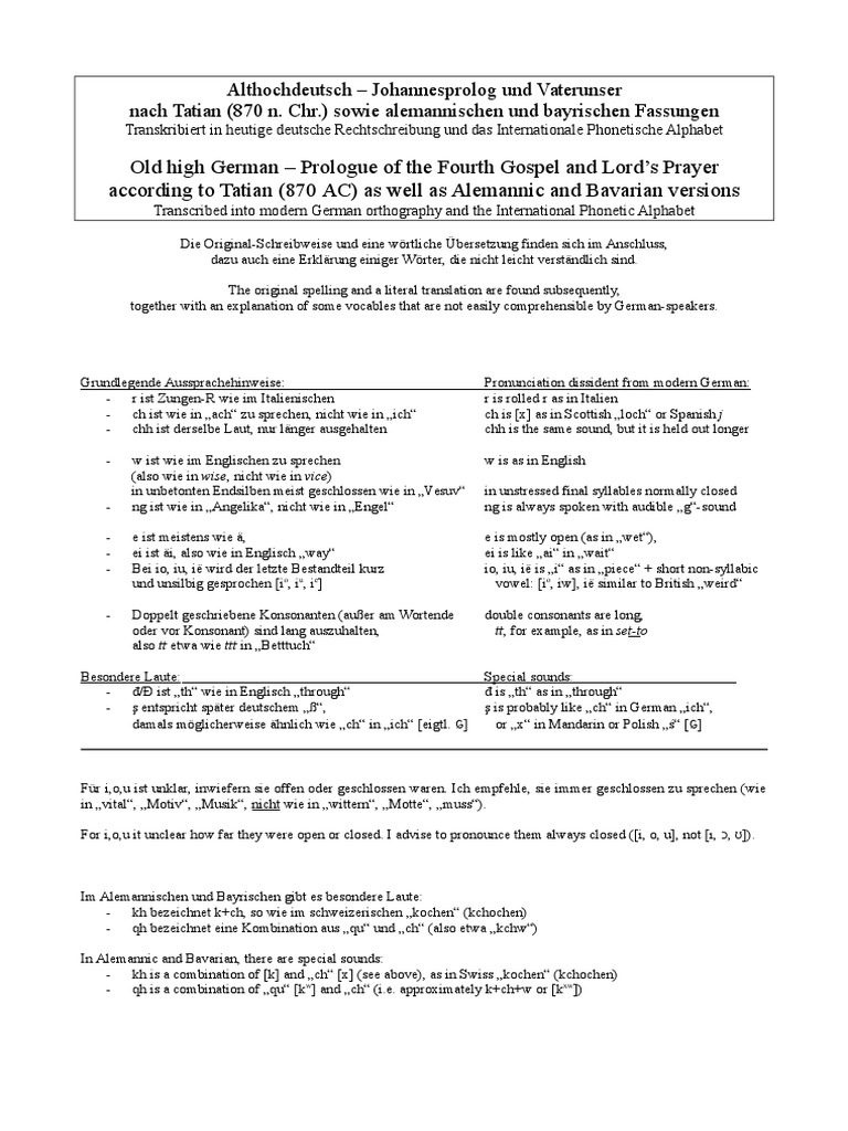 Althochdt. Texte transkribiert - Old High German Texts transcribed