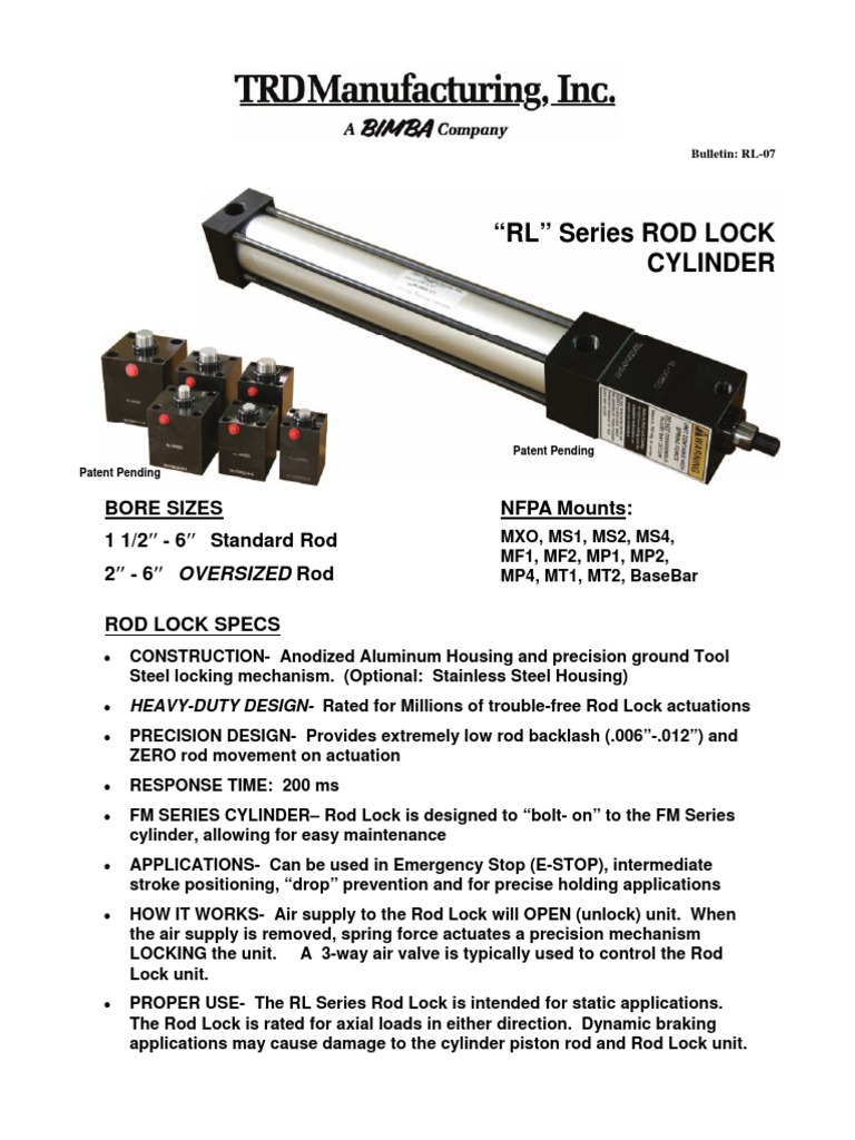 Rod Lock Cylinders | PDF | Cylinder (Engine) | Bearing (Mechanical)