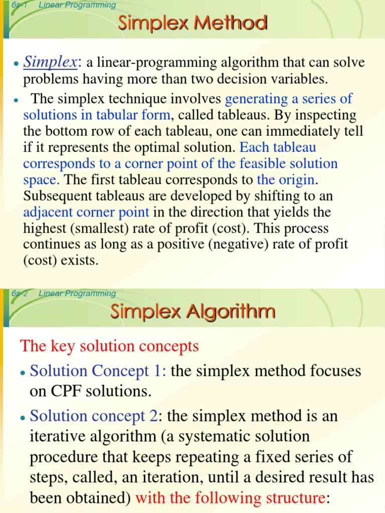 Simplex Method | PDF | Linear Programming | Mathematical Optimization