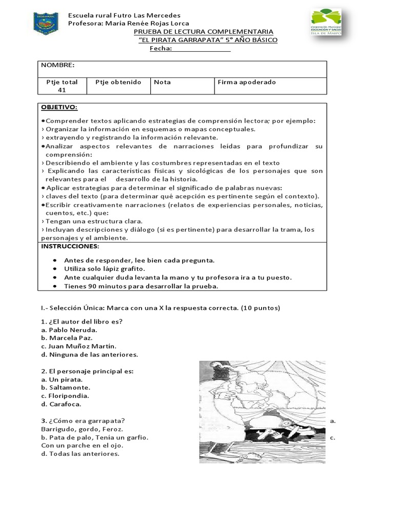 Prueba Del Libro El Pirata Garrapatas.