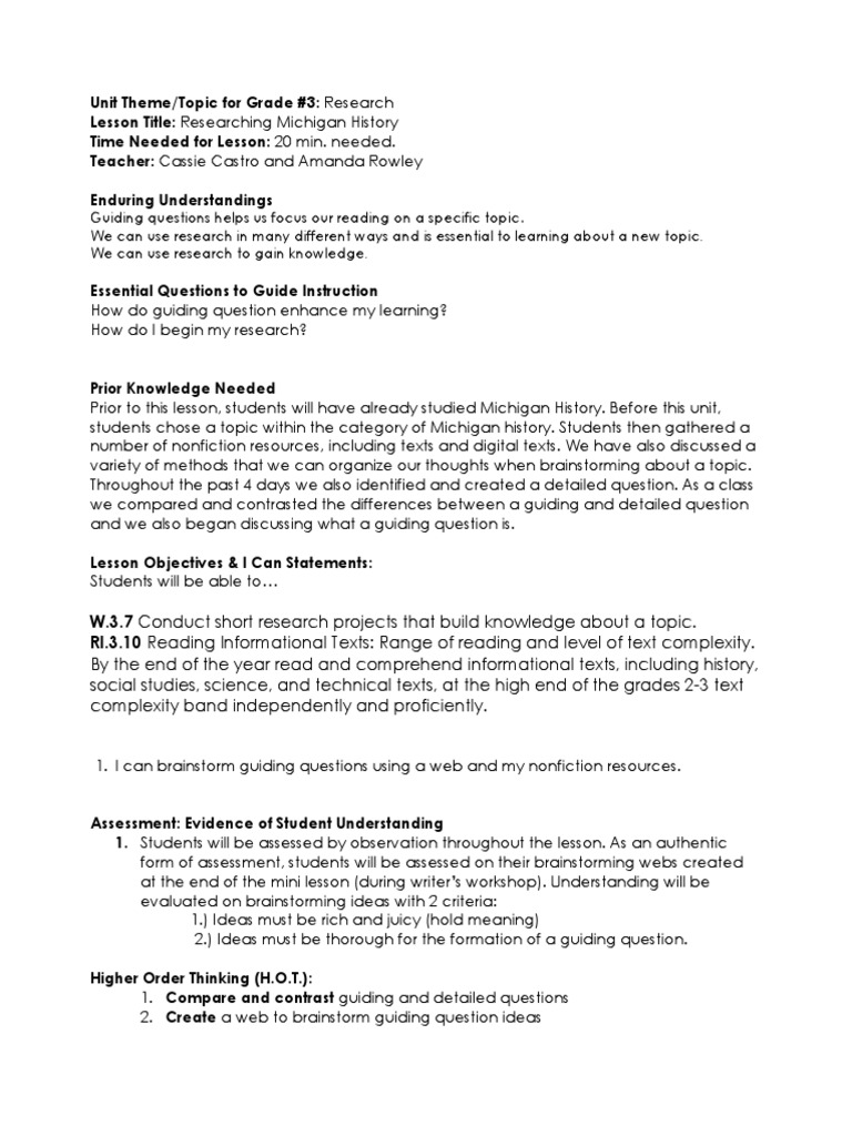 Lesson Plan - Final | PDF | Brainstorming | Educational Assessment