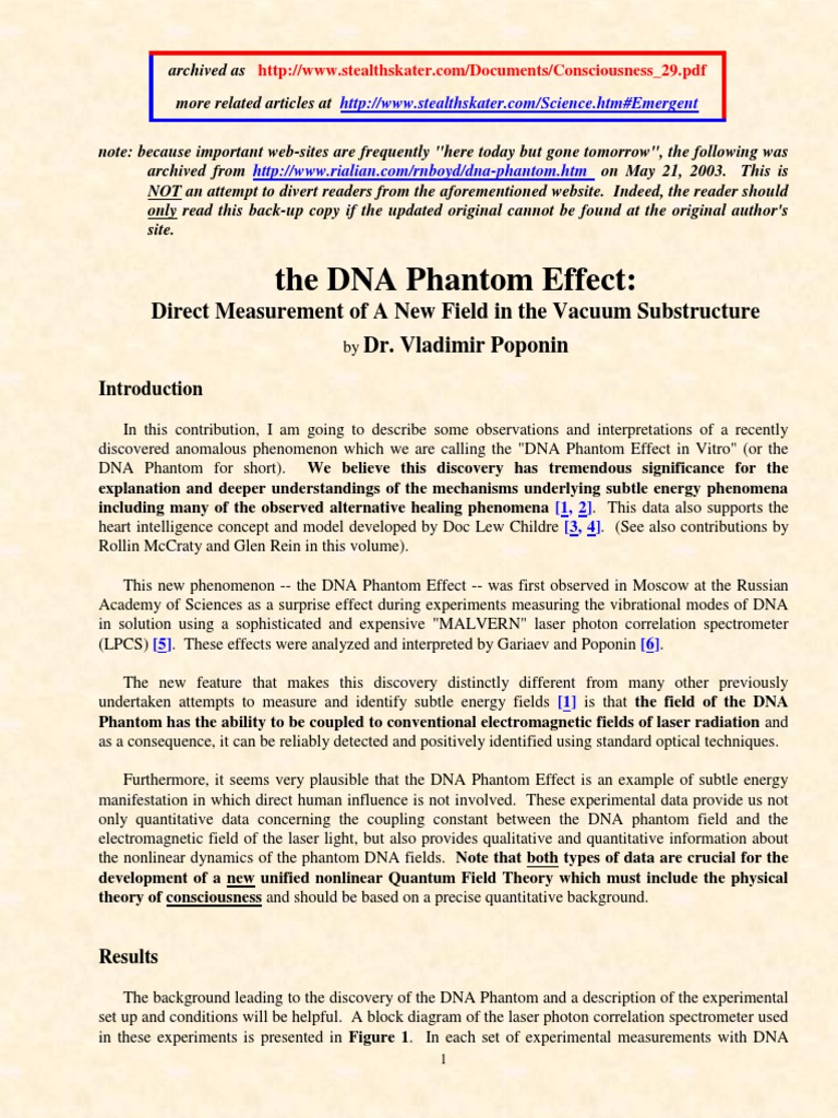 The DNA Phantom Effect - POPONIN2002 | PDF | Field (Physics) | Experiment