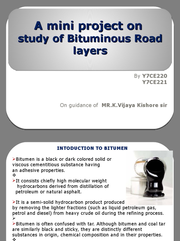 A Mini Project On Bituminous Road Layers | PDF | Asphalt | Road Surface