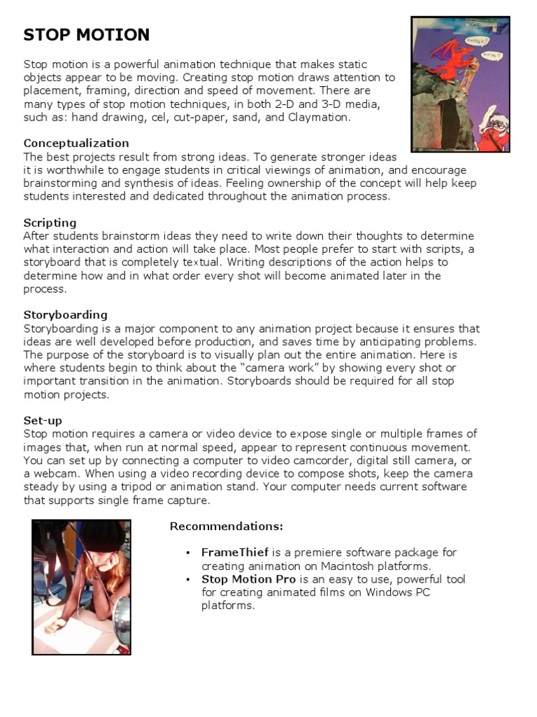 Stop Motion Animation Guide Pdf Art