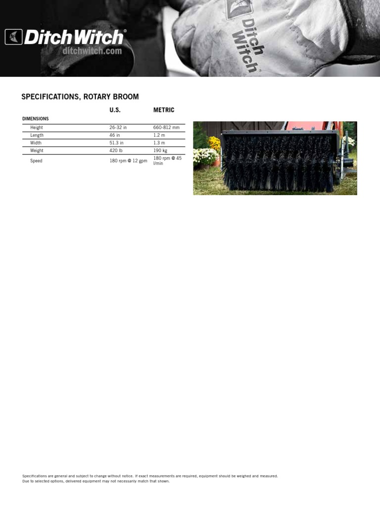Rotary Broom Specifications Guide | PDF | Technology & Engineering