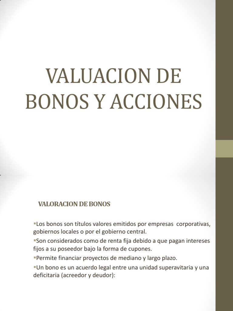 Valoración de Bonos y Acciones | PDF | Finanzas y dinero