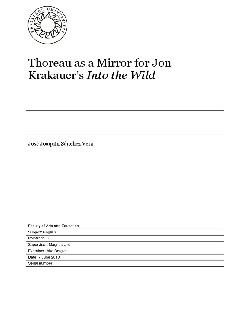 Into The Wild - Analysis | PDF | Walden | Henry David Thoreau