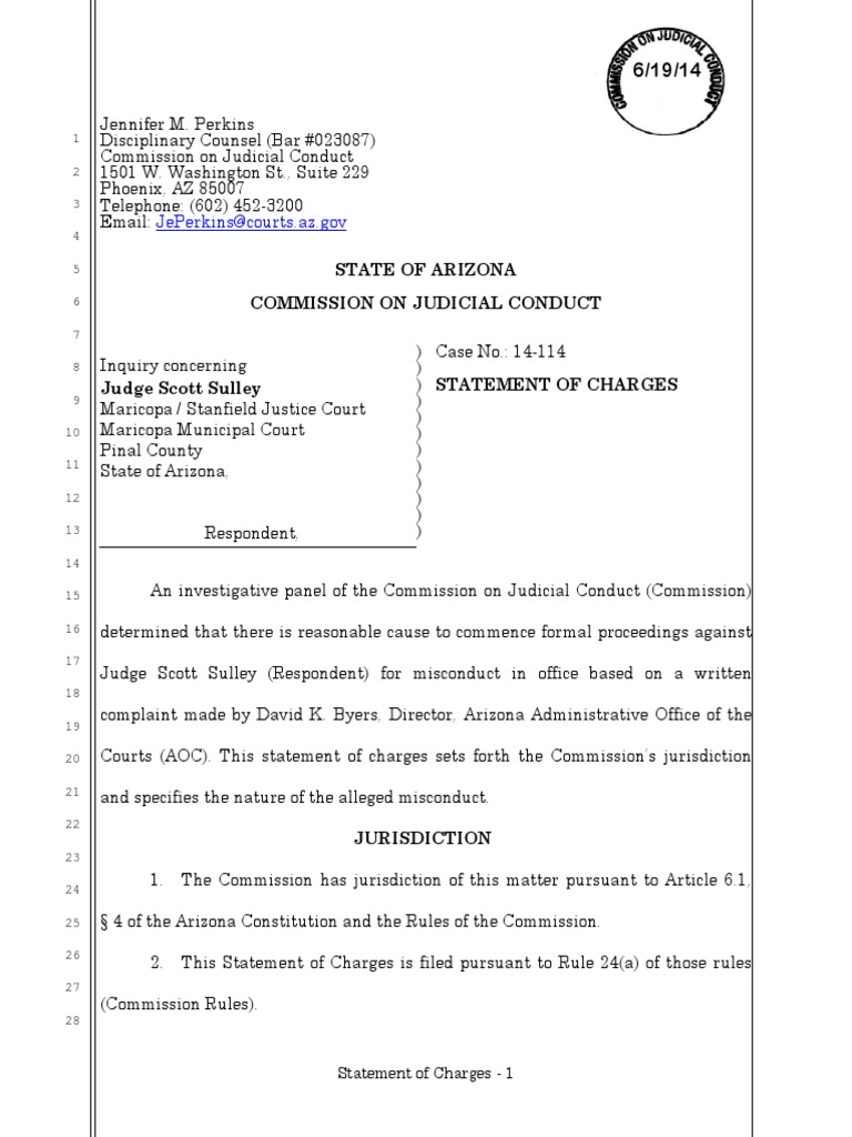 Arizona Judge Misconduct Charges | PDF | Judiciaries | Complaint