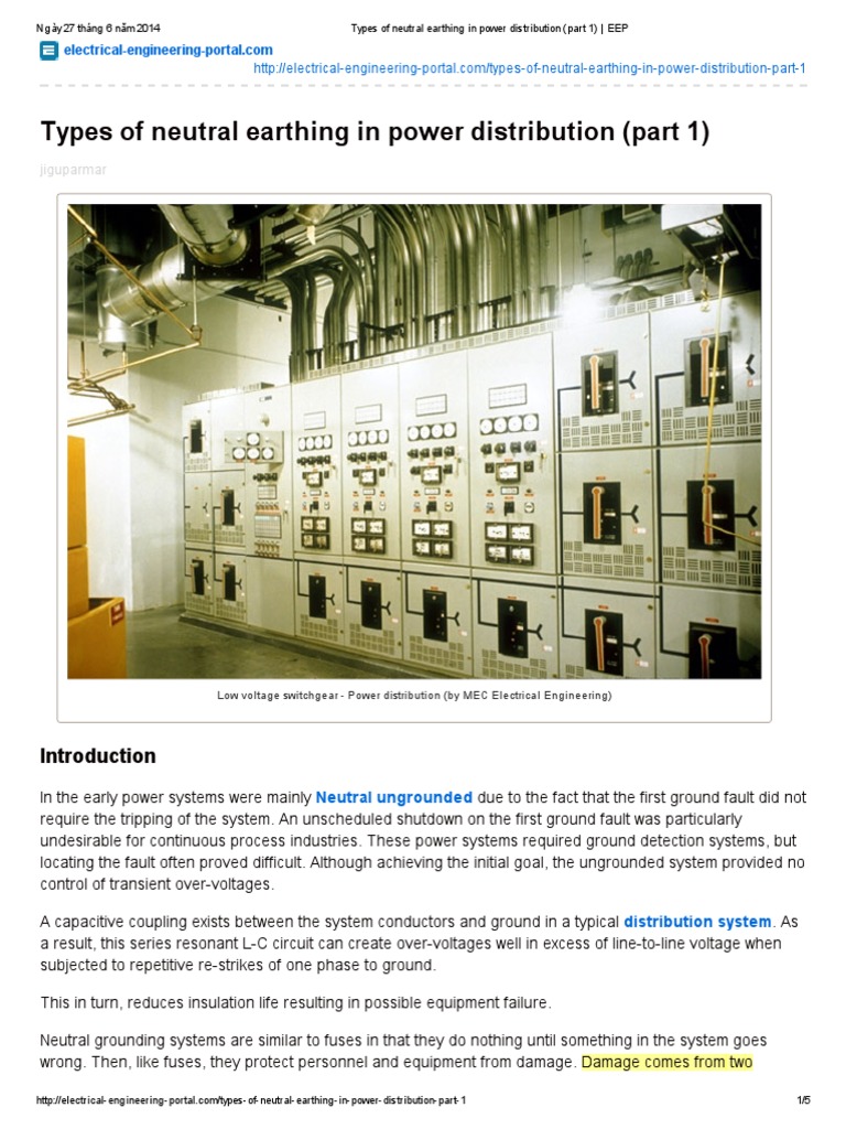 Types of Neutral Earthing in Power Distribution (Part 1) - EEP | PDF ...