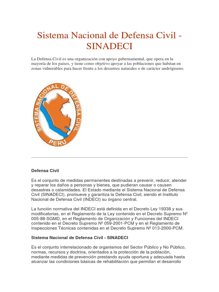El Sistema Nacional de Defensa Civil de Perú: estructura, funciones y ...