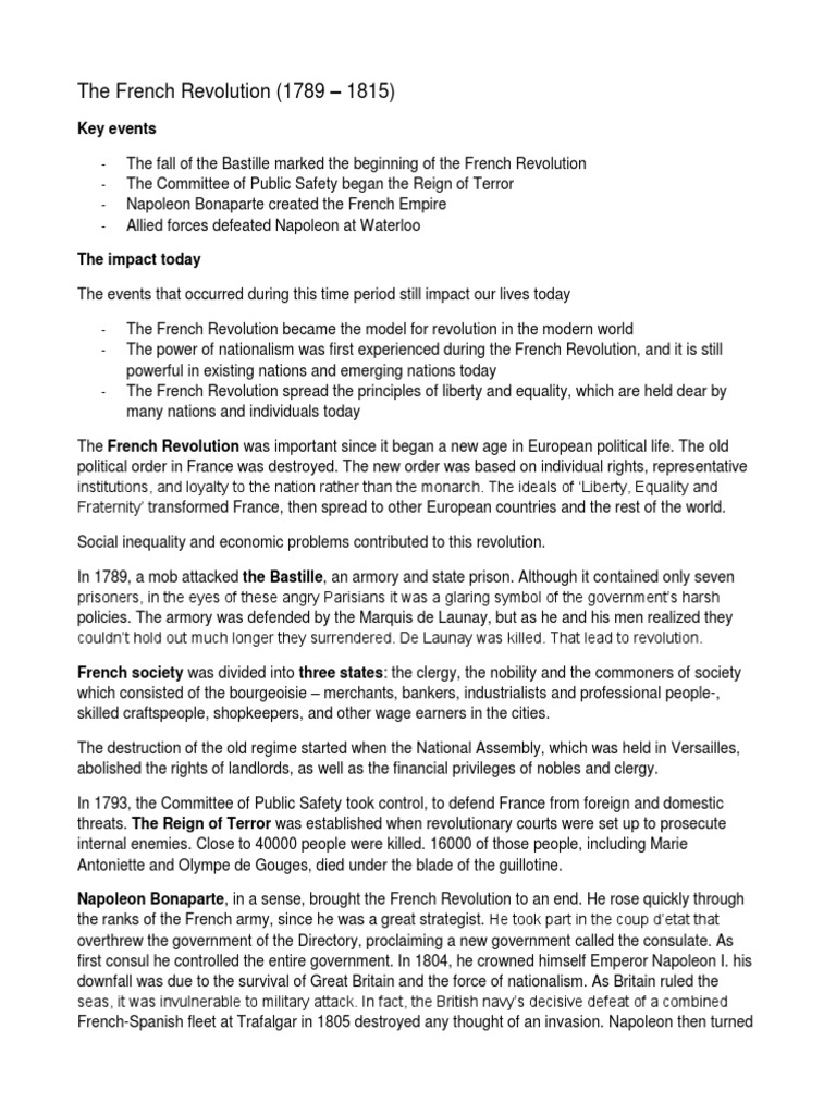 Key Events of the French Revolution | PDF | Politics | History