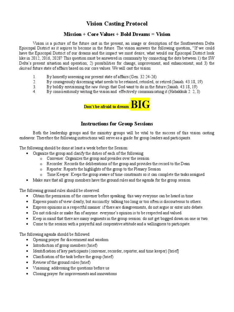 Vision Casting Protocol | PDF