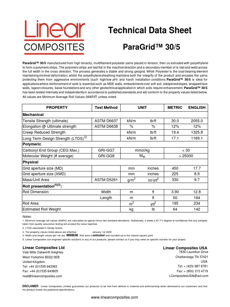 ParaGrid 5 Family | PDF | Ultimate Tensile Strength | Strength Of Materials