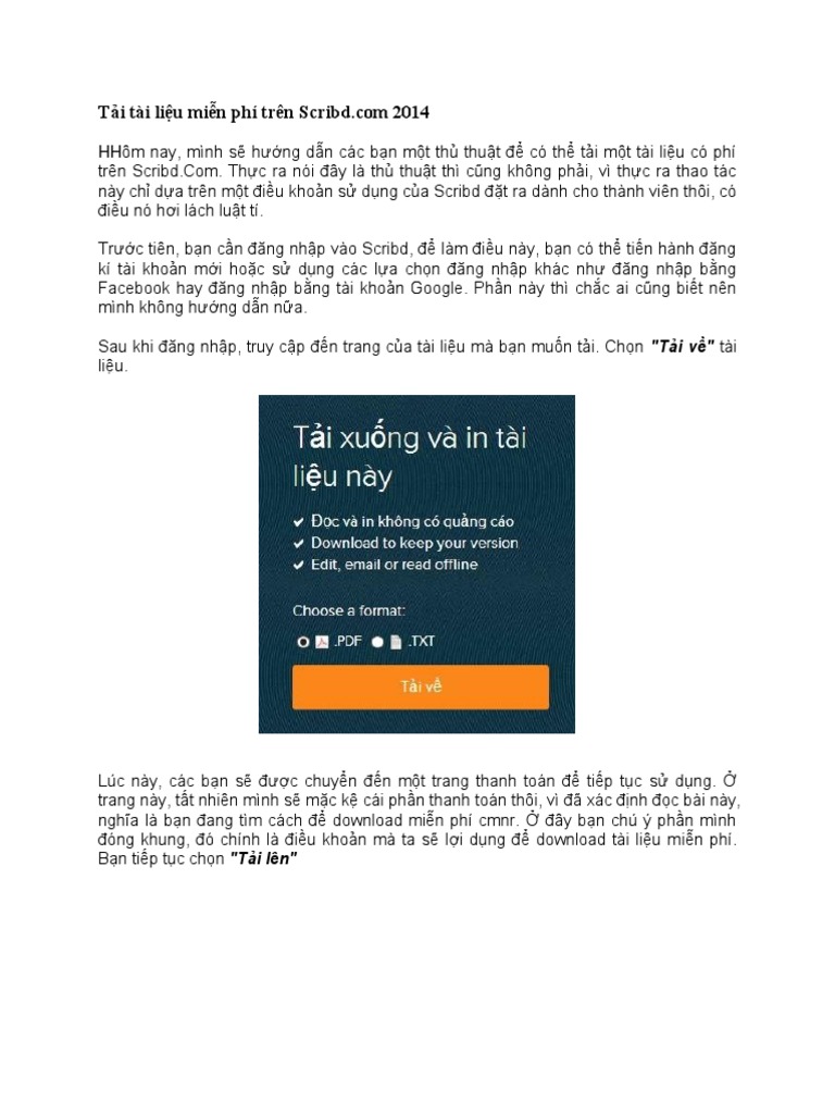 Tải Tài Liệu Miễn Phí Trên Scribd | PDF