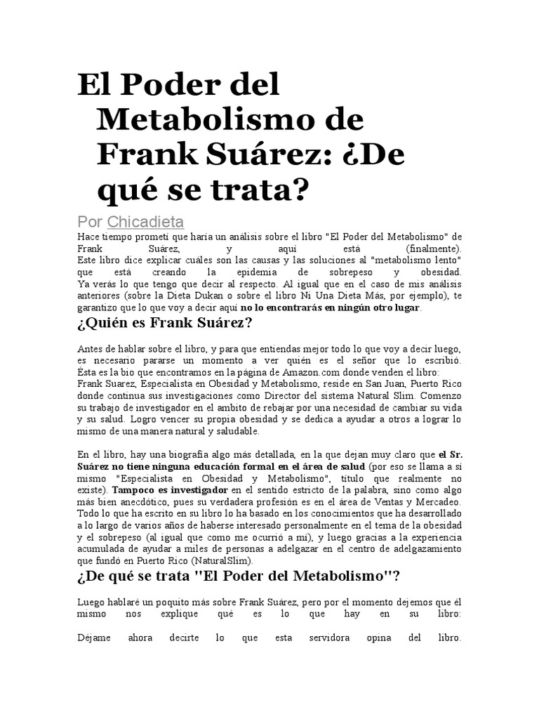 El Poder Del Metabolismo de Frank Suárez