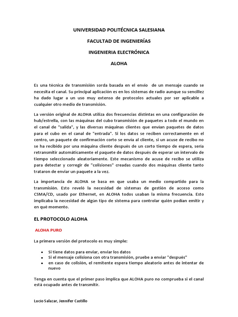 Aloha y Aloha Ranurado | PDF | Protocolos de internet | Transmisión de ...