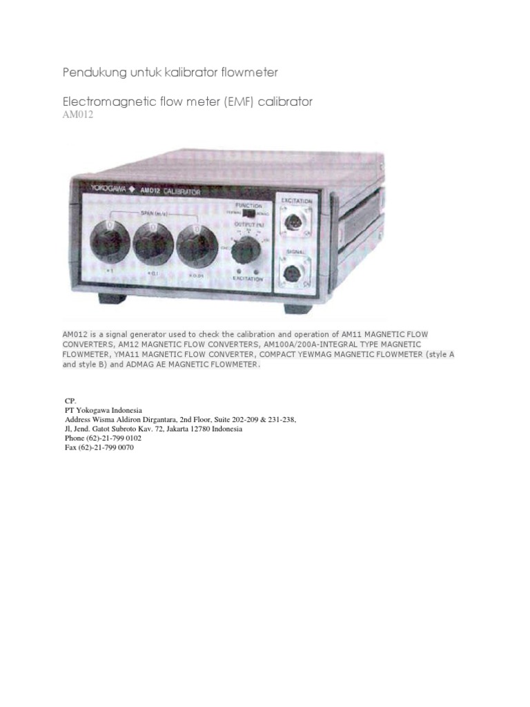 Electromagnetic Flow Meter Calibrator AM012 | PDF