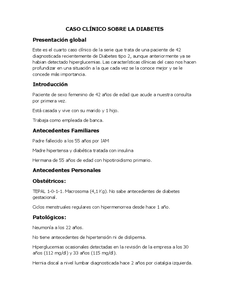 Caso Clínico Sobre La Diabetes | Diabetes mellitus | Diabetes Mellitus ...
