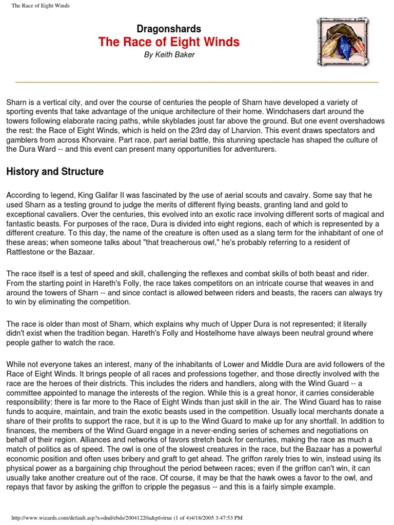The Race of Eight Winds | PDF | Wizards Of The Coast | Dungeons & Dragons