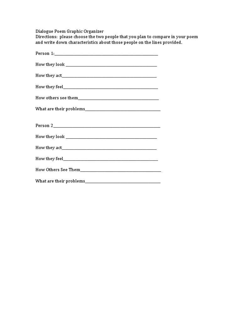 Dialogue Poem Graphic Organizer | PDF