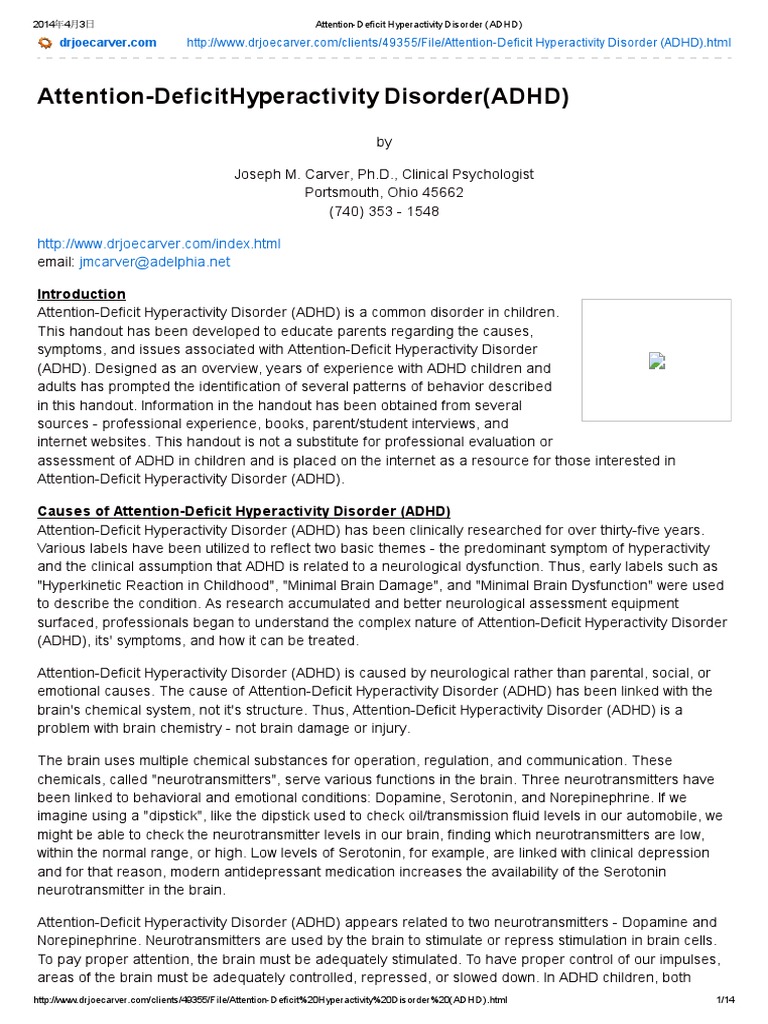 Understanding ADHD: Causes & Symptoms | PDF | Attention Deficit ...