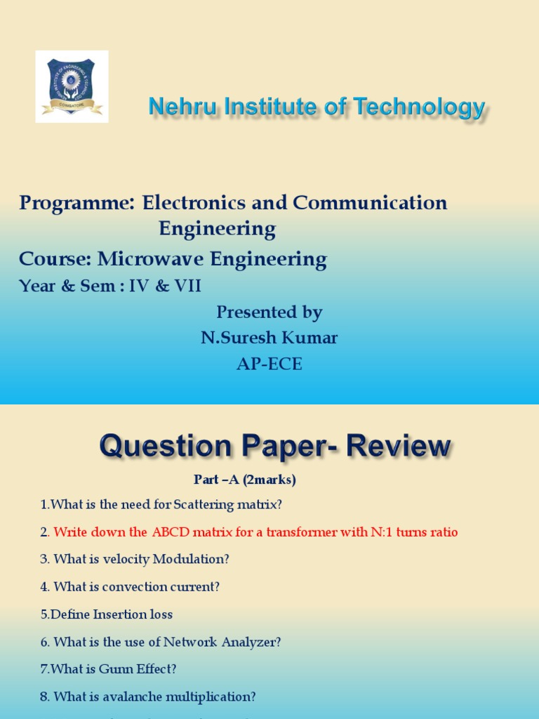 Microwave Engineering Exam Results: Analysis of Student Performance on ...