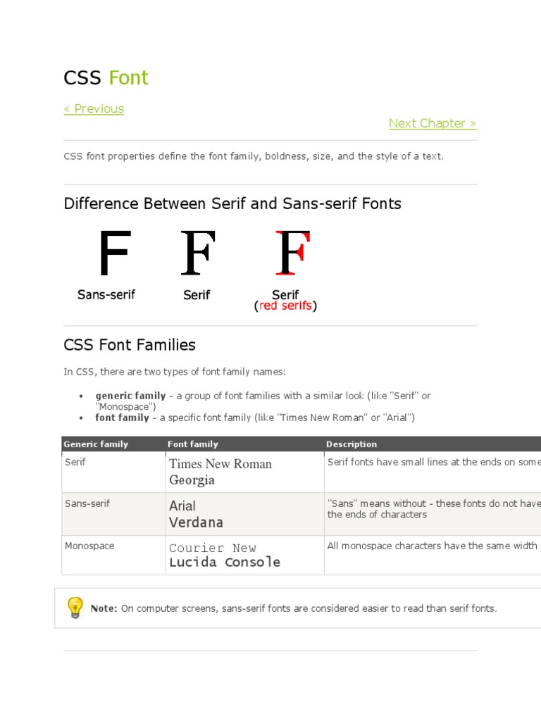 CSS Fonts | PDF | Typefaces | Serif CSS Fonts | PDF | Typefaces | Serif