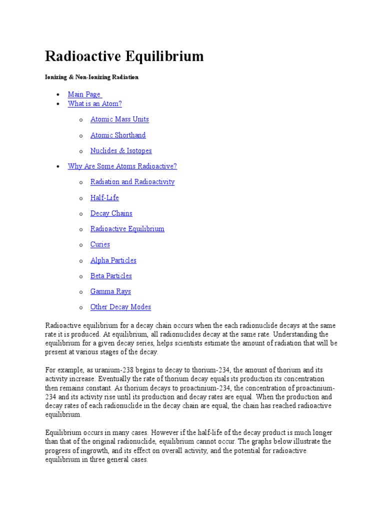 Radioactive Equilibrium | PDF | Radionuclide | Radioactive Decay