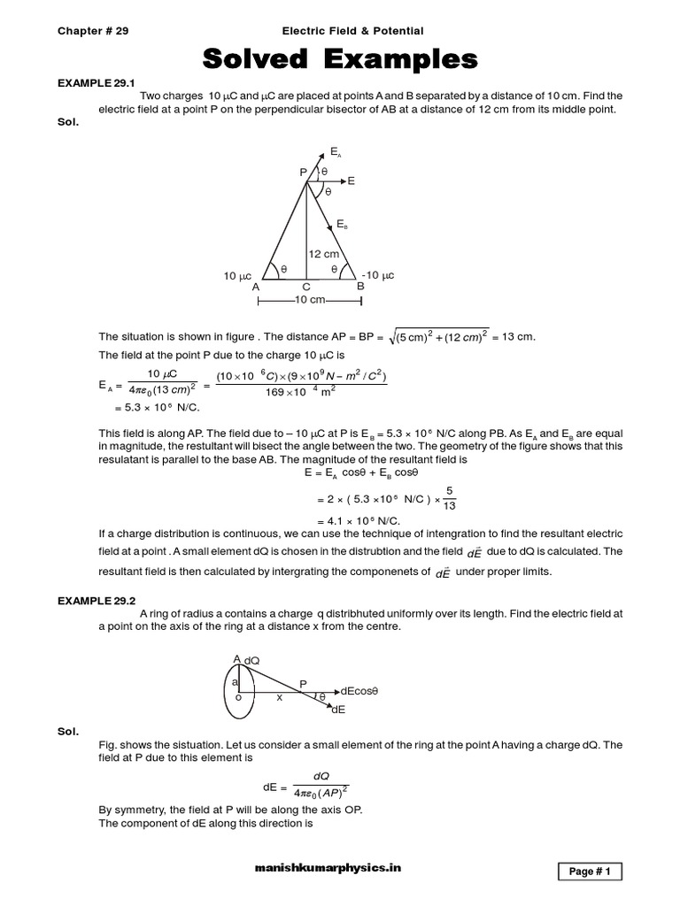Electric Fields and Potential Calculations | PDF | Classical Mechanics ...