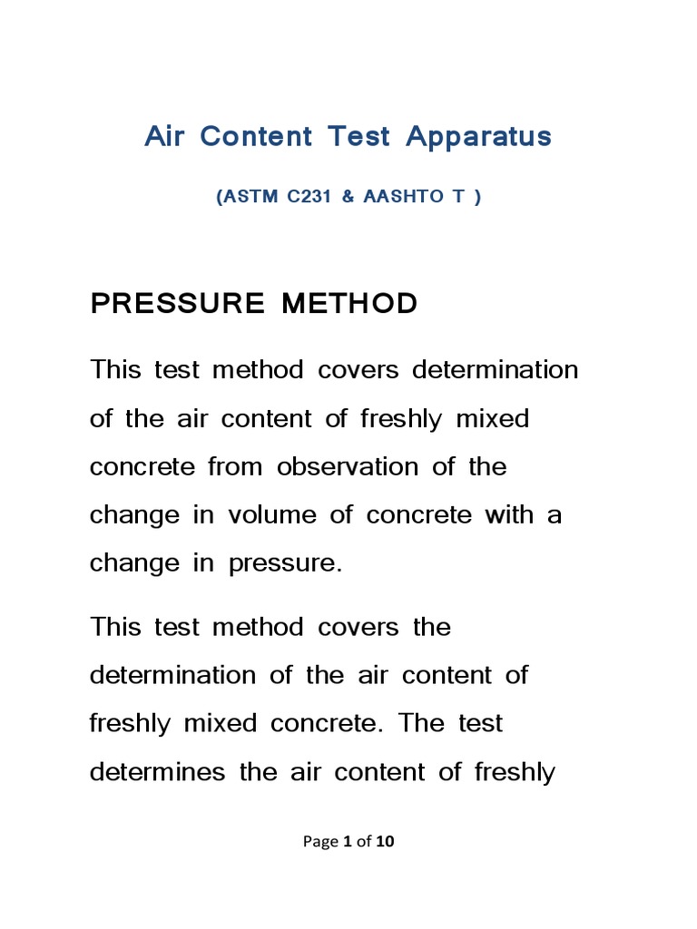 Air Content Test Apparatus | Download Free PDF | Pressure | Calibration