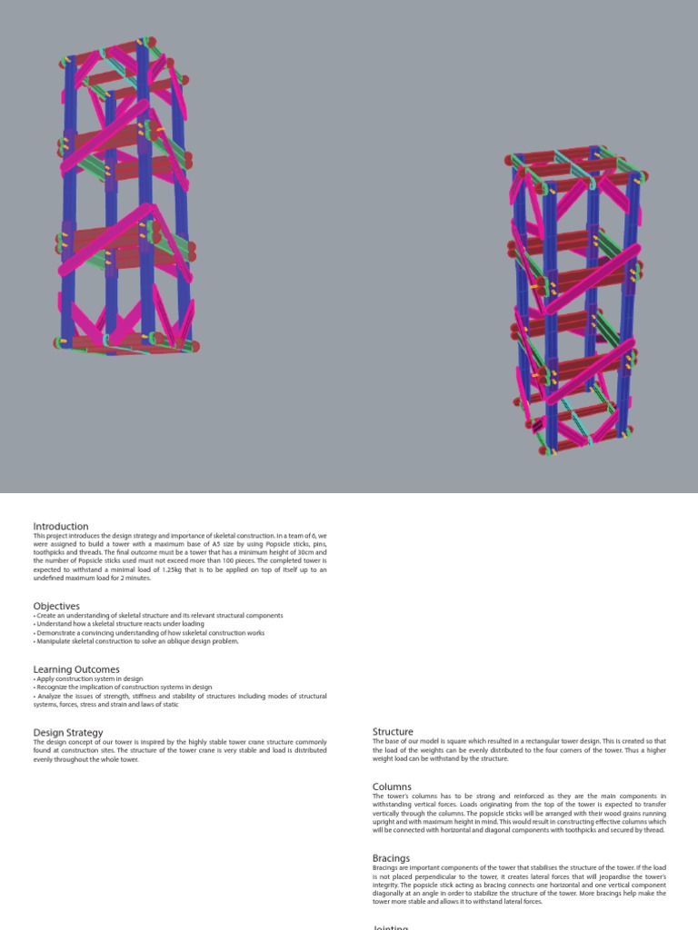 Skeletal Tower Design and Stability Analysis | PDF | Structural Load ...