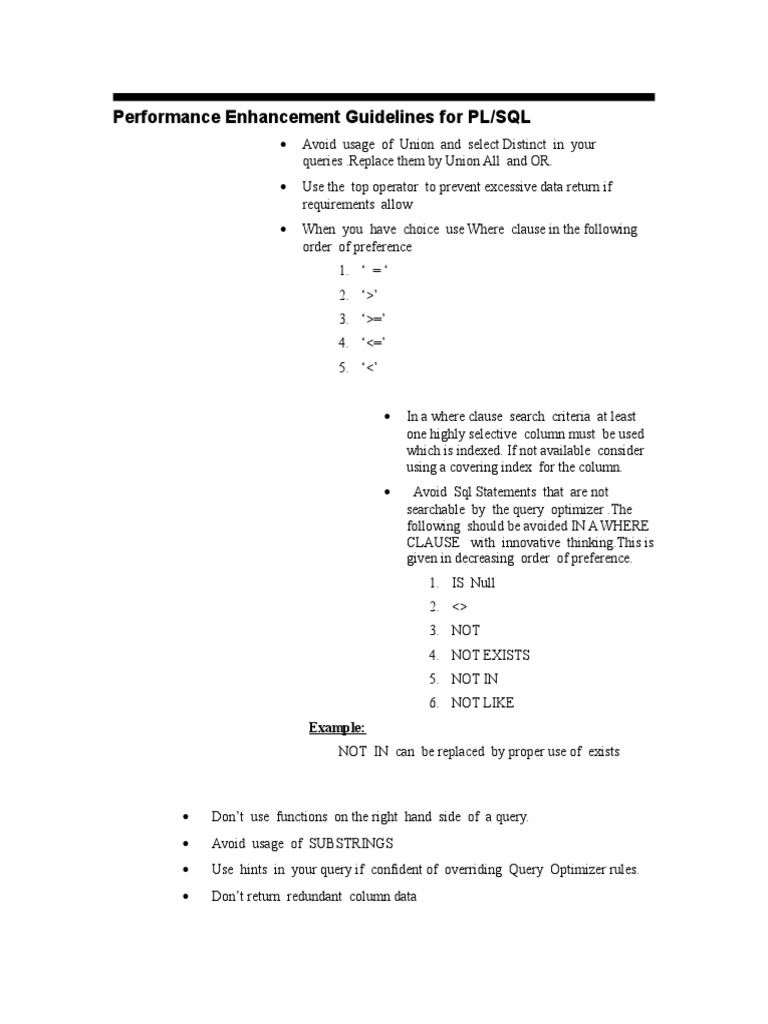 Performance Enhancement Guidelines For PL | PDF | Database Index ...