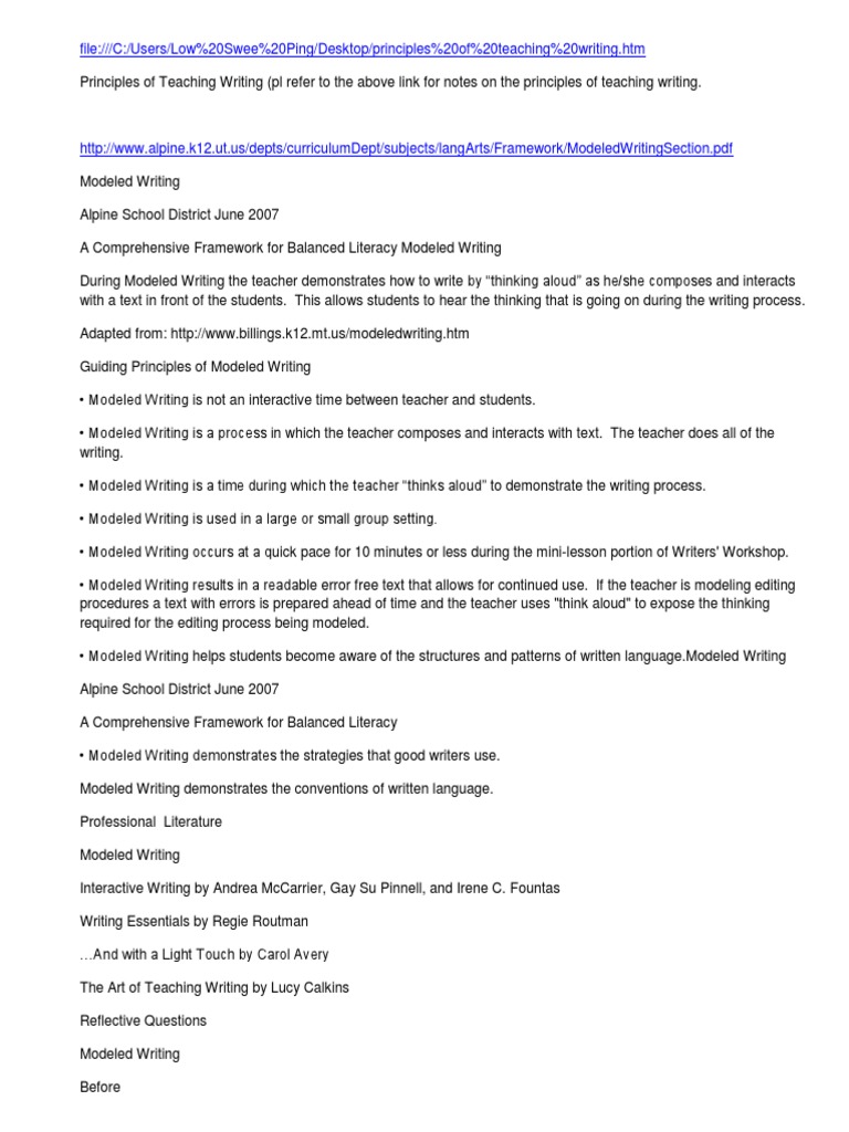 Modelled Writing | PDF | Teaching | Education Theory