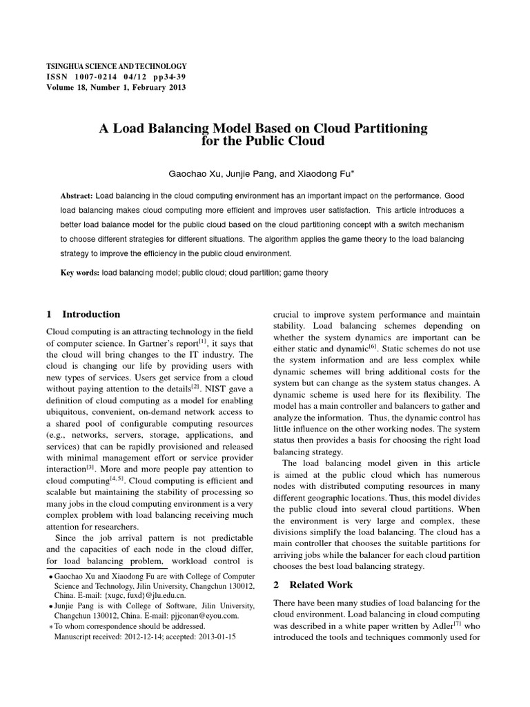 A Load Balancing Model Based On Cloud Partitioning For The Public Cloud | PDF