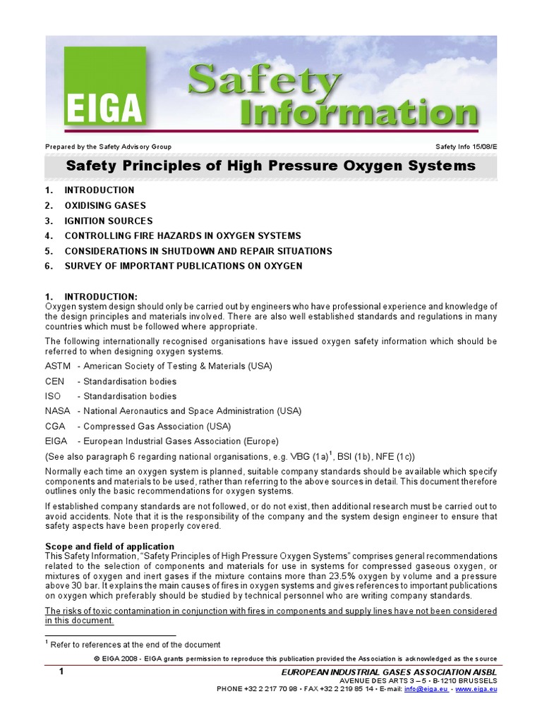 Safety Principles of High Pressure Oxygen Systems PDF | PDF ...