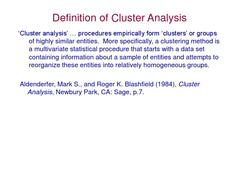 Cluster Definition | PDF